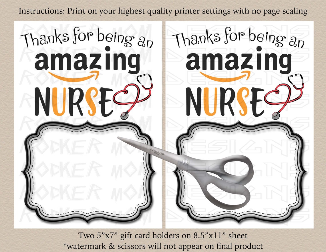 Nurse Gift Card Holder PRINTABLE INSTANT DOWNLOAD Nurse Card - Etsy