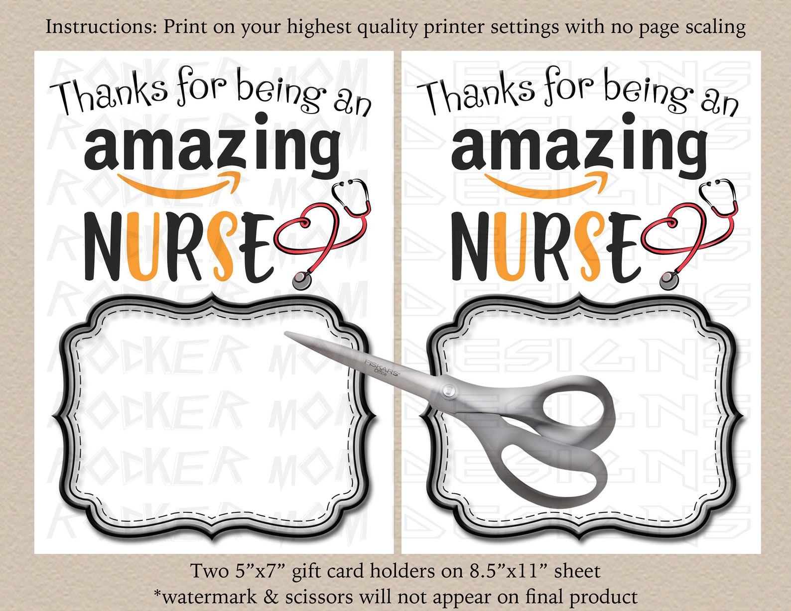 Nurse Gift Card Holder PRINTABLE INSTANT DOWNLOAD Nurse Card | Etsy