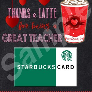 Teacher Valentine's Day Gift Card Holder PRINTABLE INSTANT DOWNLOAD ...