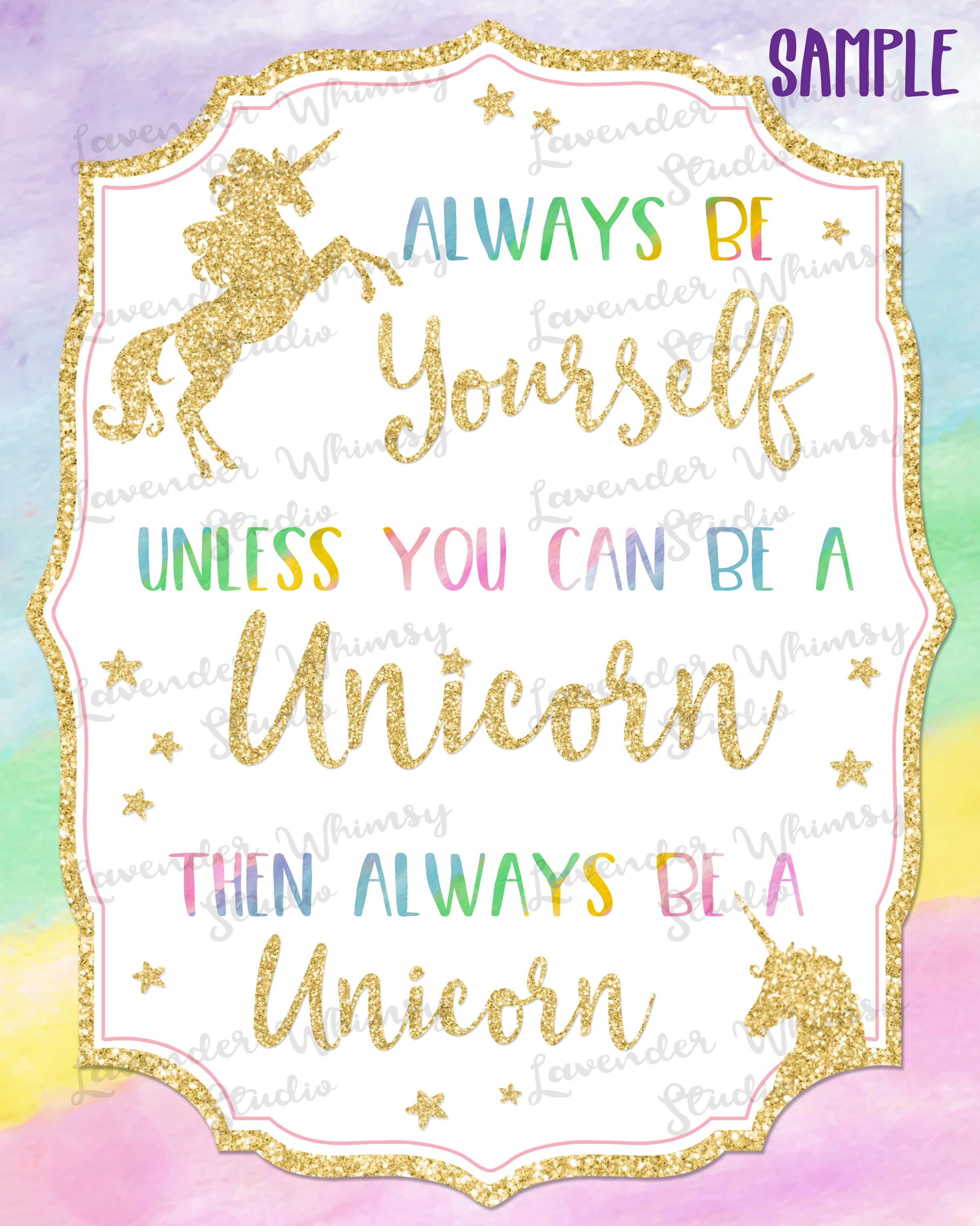 Unicorn Sign INSTANT DOWNLOAD Unicorn Party Birthday | Etsy