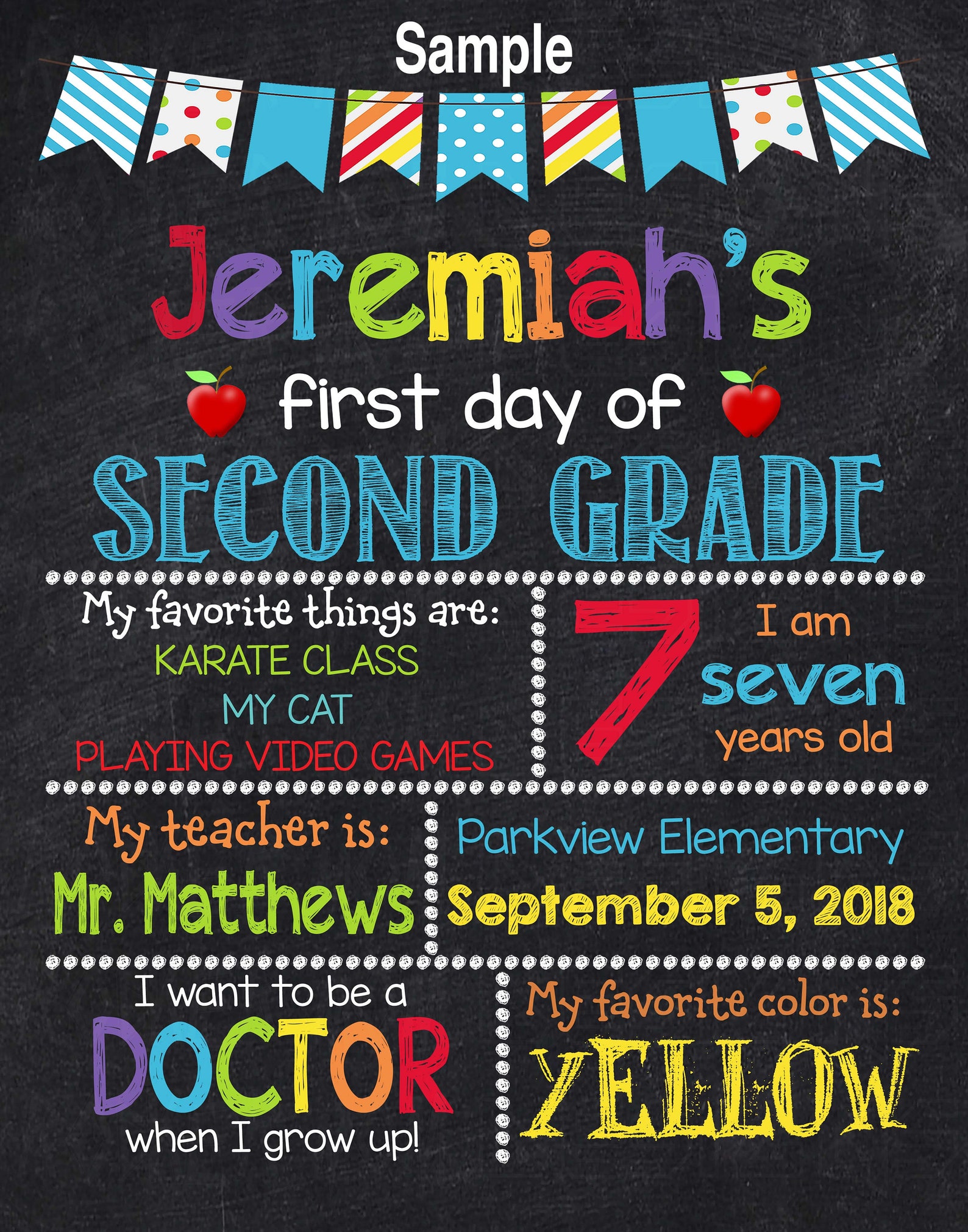Back to School Grade Sign Printable School Chalkboard Pre-k - Etsy