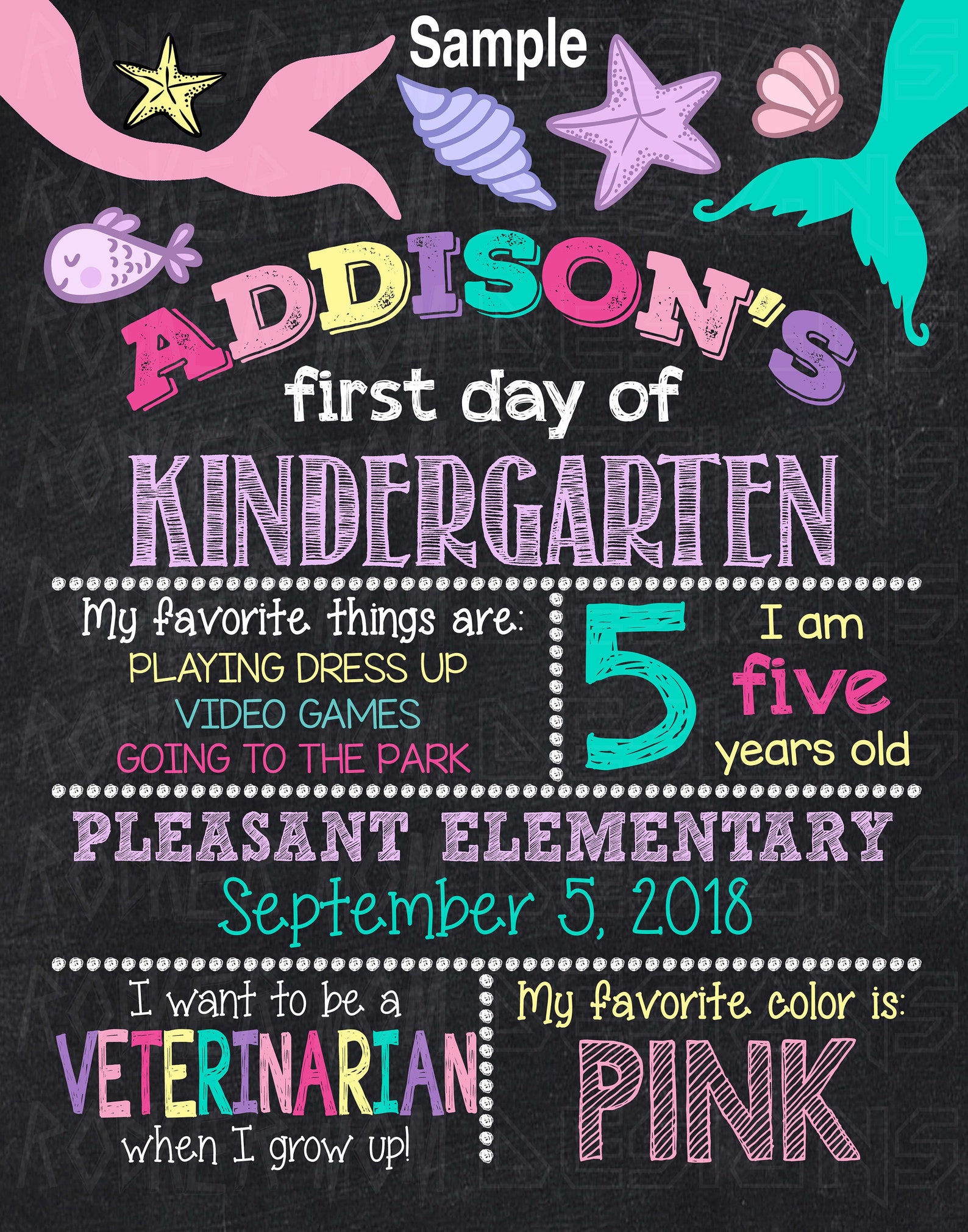 First Day of School Sign Kindergarten Sign Mermaid School - Etsy