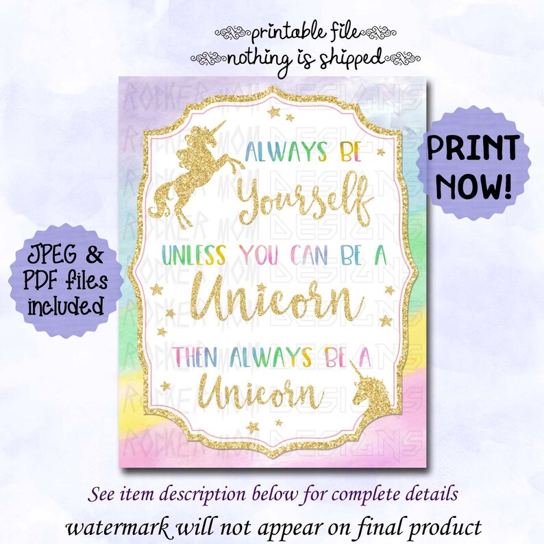 Unicorn Sign INSTANT DOWNLOAD Unicorn Party Birthday - Etsy