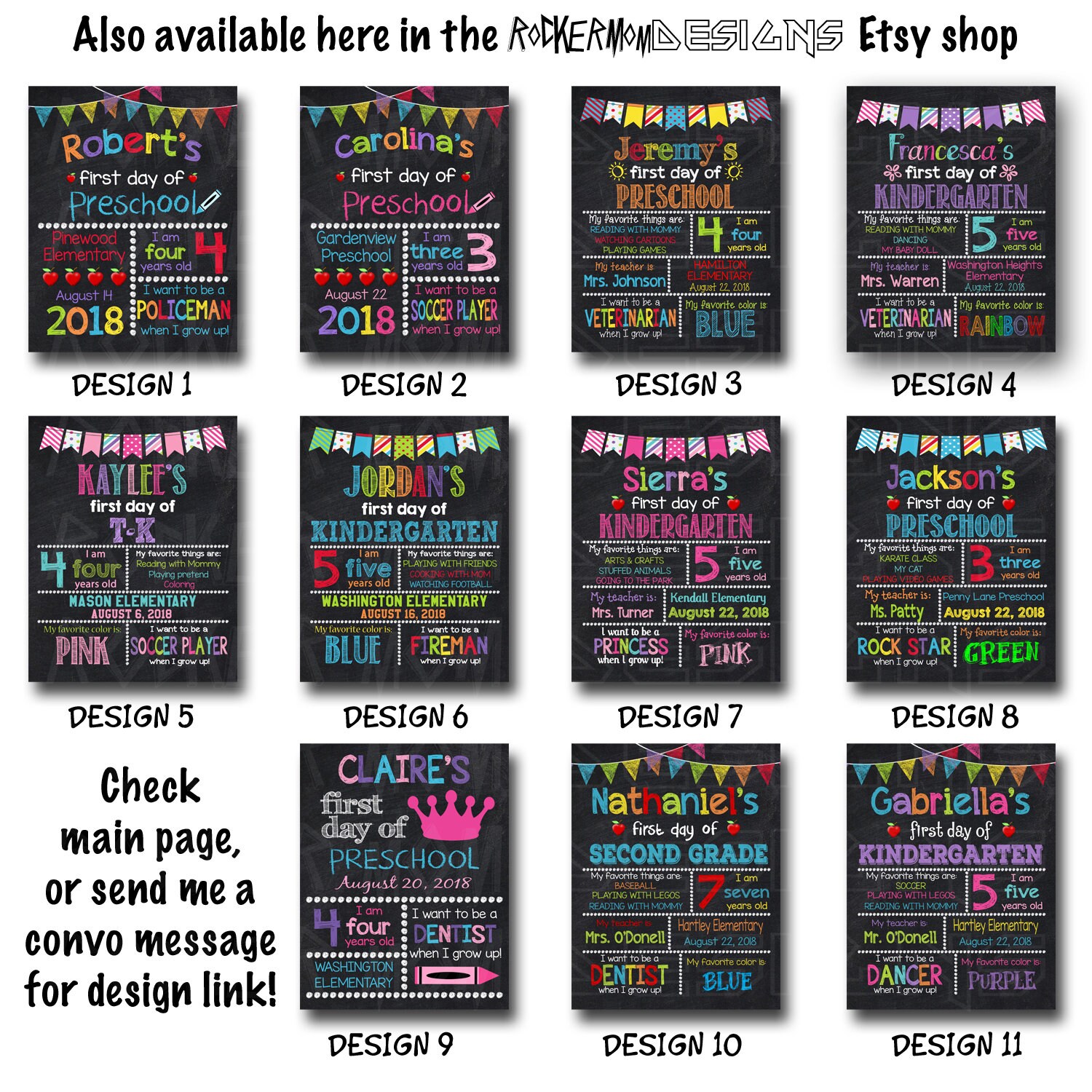 Back To School Grade Sign Printable School Chalkboard Pre-K | Etsy