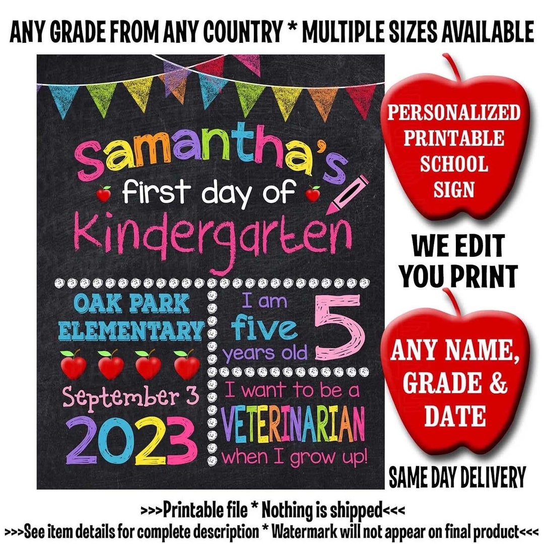 First Day of School Sign, PRINTABLE Back to School Sign, 1st Day of ...