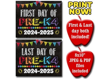 First Day of PRE-K Sign, First Day of School Sign, Chalkboard School ...
