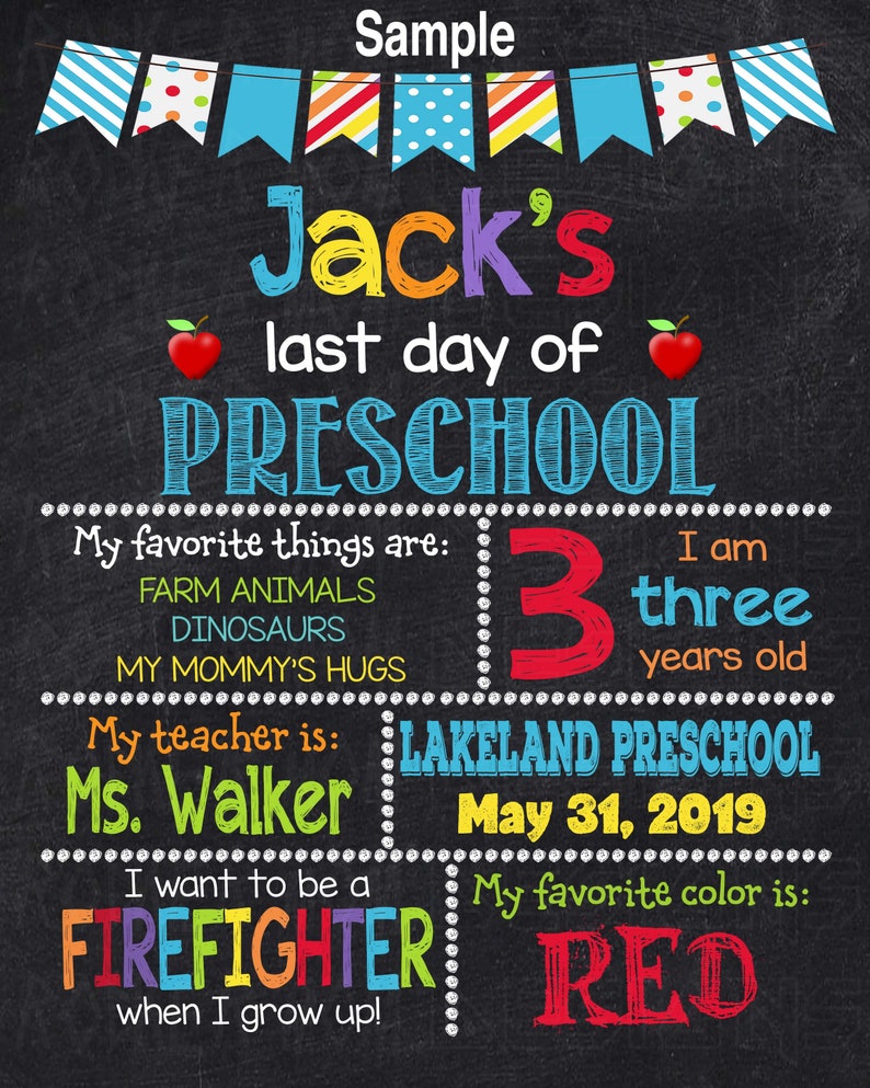 Last Day of School Sign Printable School Chalkboard Pre-k - Etsy