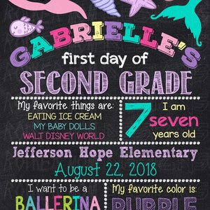 Mermaid First Day of School Sign: Kindergarten Chalkboard (printable ...