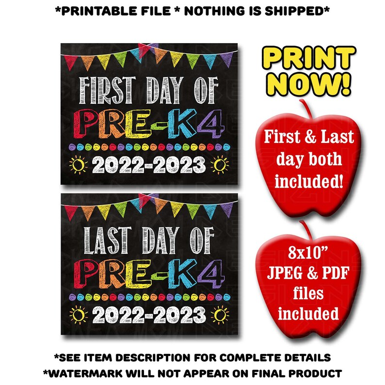 First Day of PRE-K4 Sign First Day of School Sign Chalkboard - Etsy