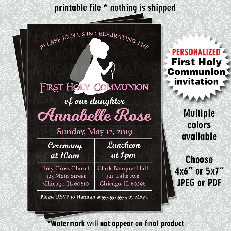 First Communion Invitation Girl First Communion Invitations - Etsy