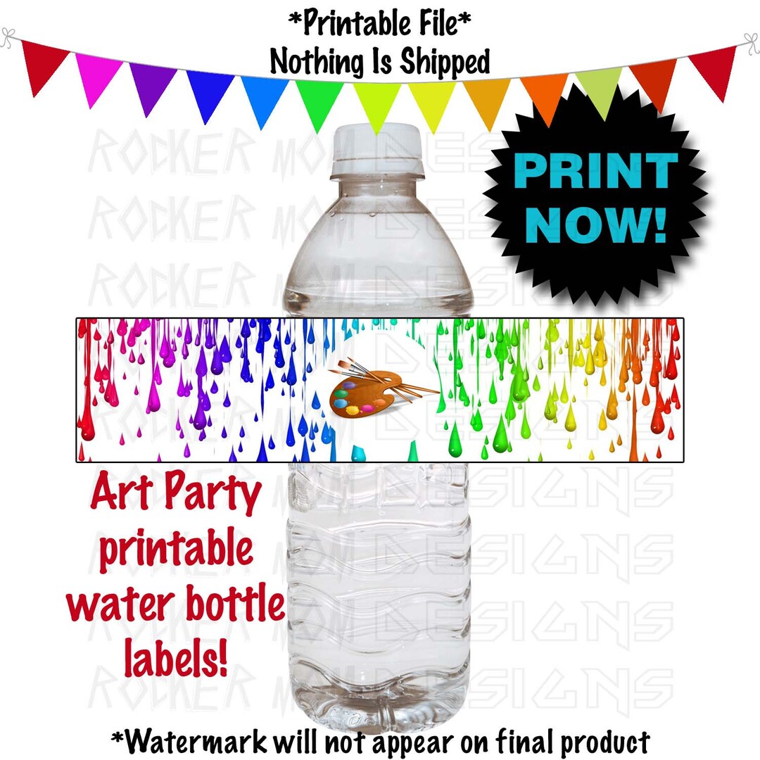 Painting Party Water Bottle Labels, Art Party Water Bottle Labels, Art ...