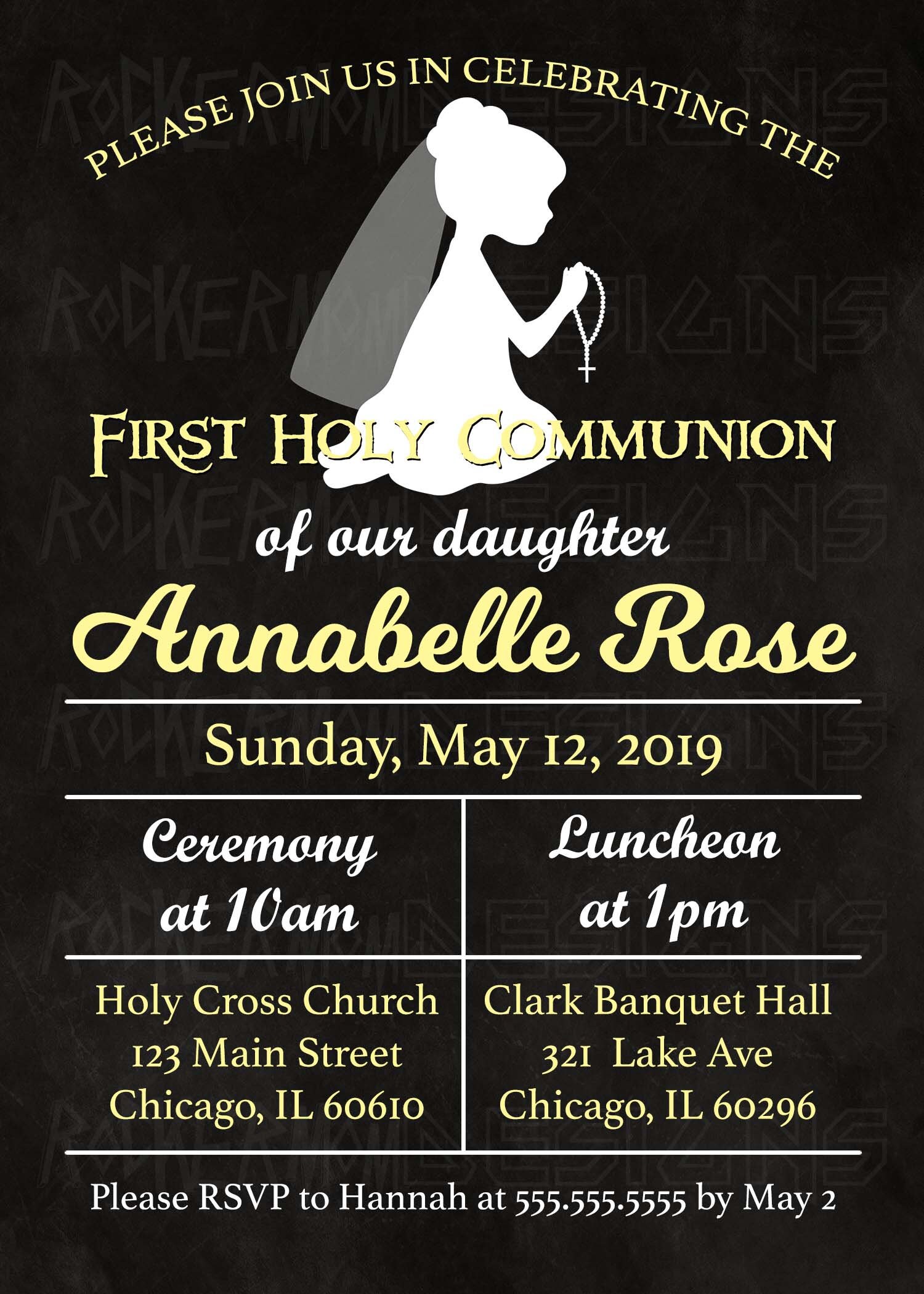 First Communion Invitation Girl First Communion Invitations - Etsy