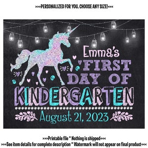 First Day of School Sign Unicorn PRINTABLE, 1st First Day of Preschool ...