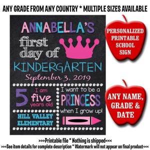 Princess First Day of School Sign Girl Back to School - Etsy
