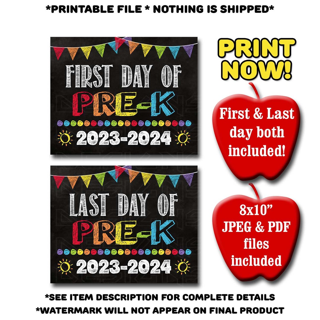 First Day of PRE-K Sign First Day of School Sign Chalkboard - Etsy