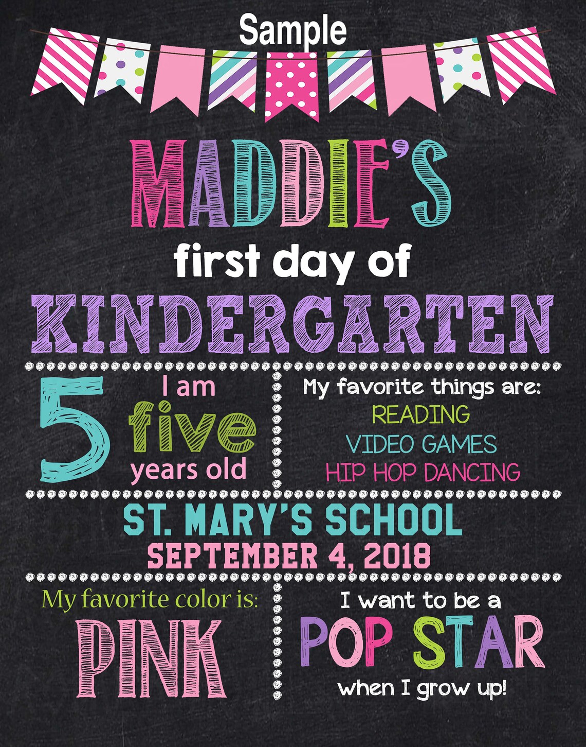 First Day of School Sign Kindergarten Sign Back to School | Etsy