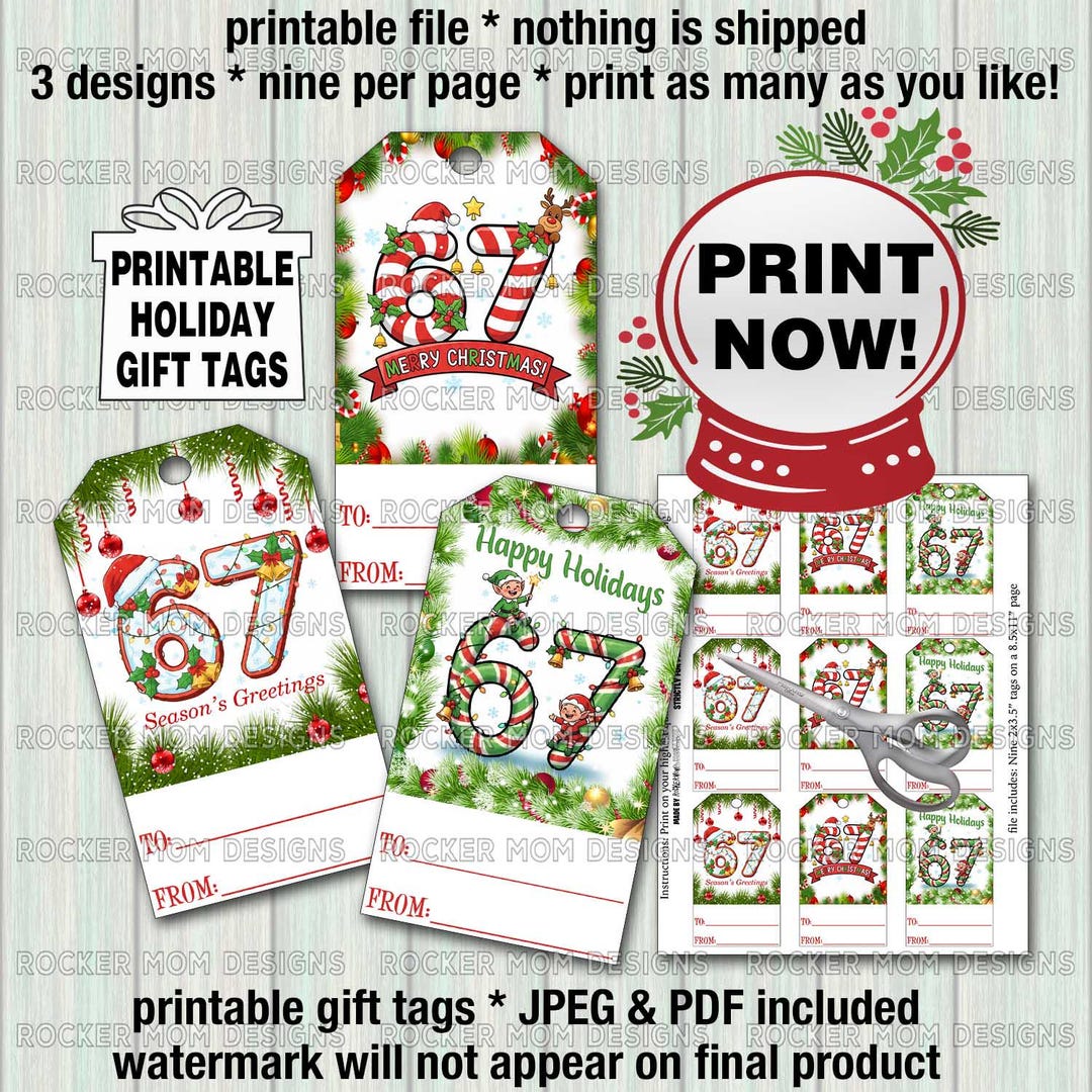 67 Christmas Gift Tags, PRINTABLE Party Tags, Gen Alpha Holiday Gift ...