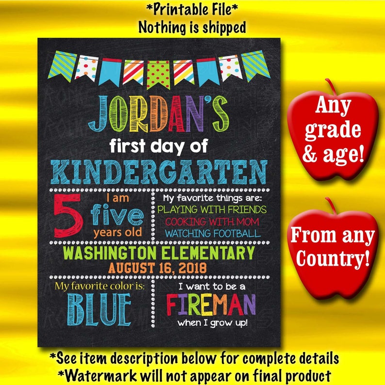 First Day Of School Chalkboard Sign First Grade Sign | Etsy