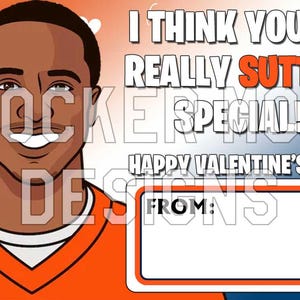 Denver Football Valentines, PRINTABLE American Football Valentine Cards ...