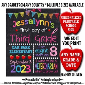 First Day of School Chalkboard Sign, PRINTABLE Back to School Sign ...