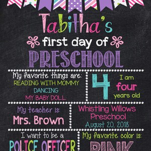 1st Day of School Sign, First Day of Kindergarten Sign, Preschool ...