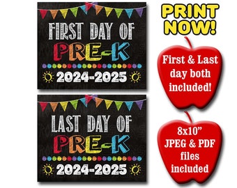 First Day of School Sign, First Day of Pre-k Sign, School Chalkboard ...