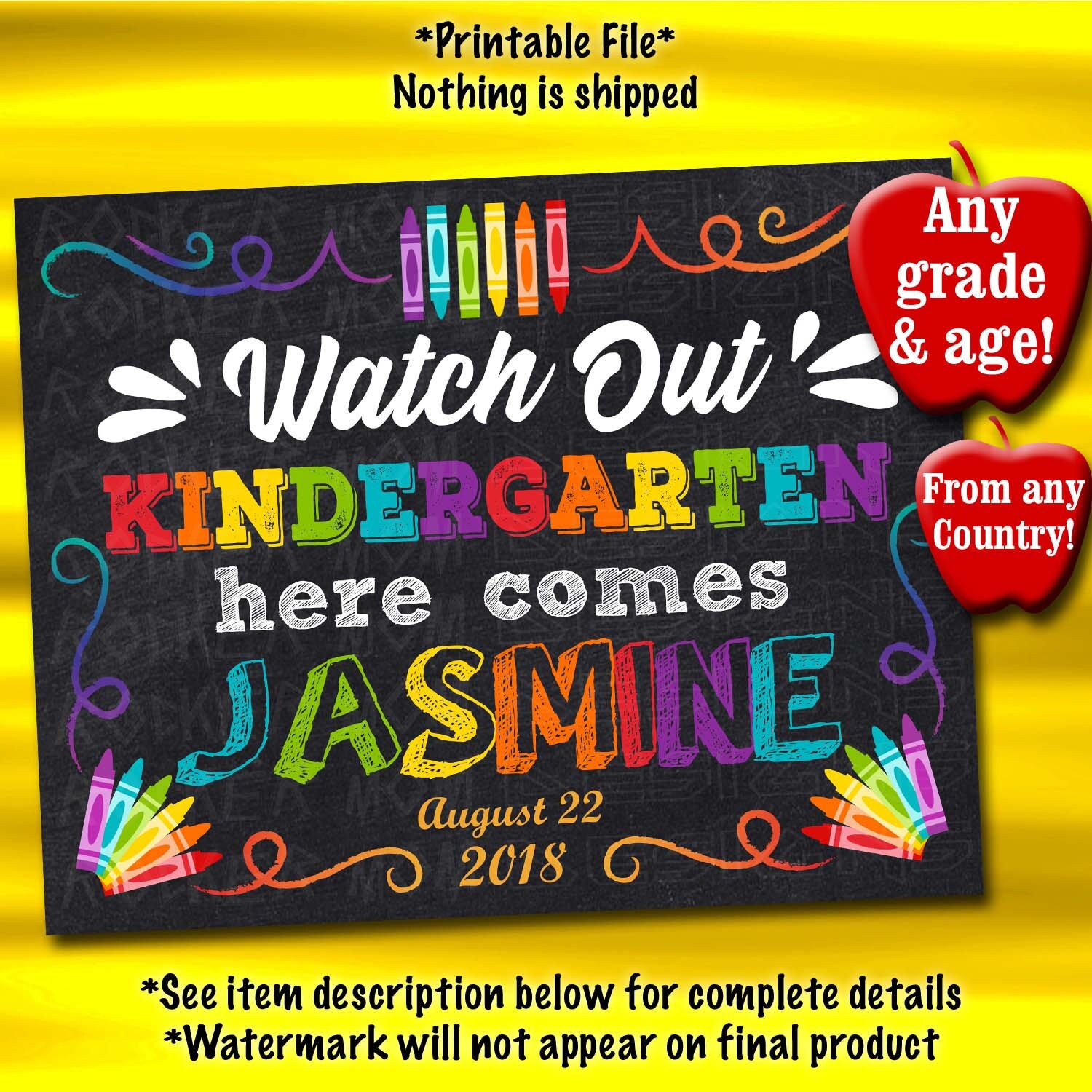 First Day of Kindergarten Sign Watch Out Kindergarten First - Etsy