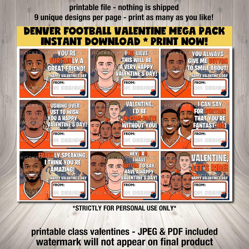 Broncos Valentine Card - Etsy