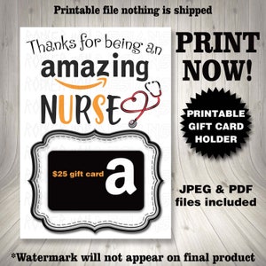Nurse Gift Card Holder PRINTABLE INSTANT DOWNLOAD, Nurse Card, Nurse ...