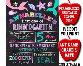 Mermaid Glitter First Day of School Sign, Mermaid Tail Back to School ...