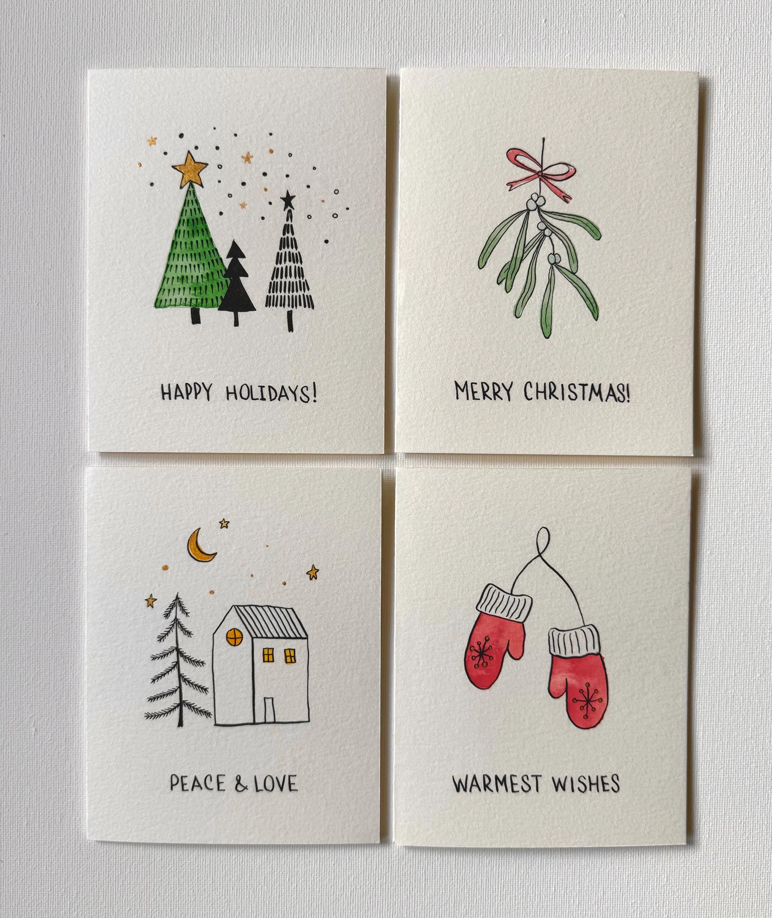 Hand-painted Watercolor Christmas Cards – Holiday Greeting Set - Etsy