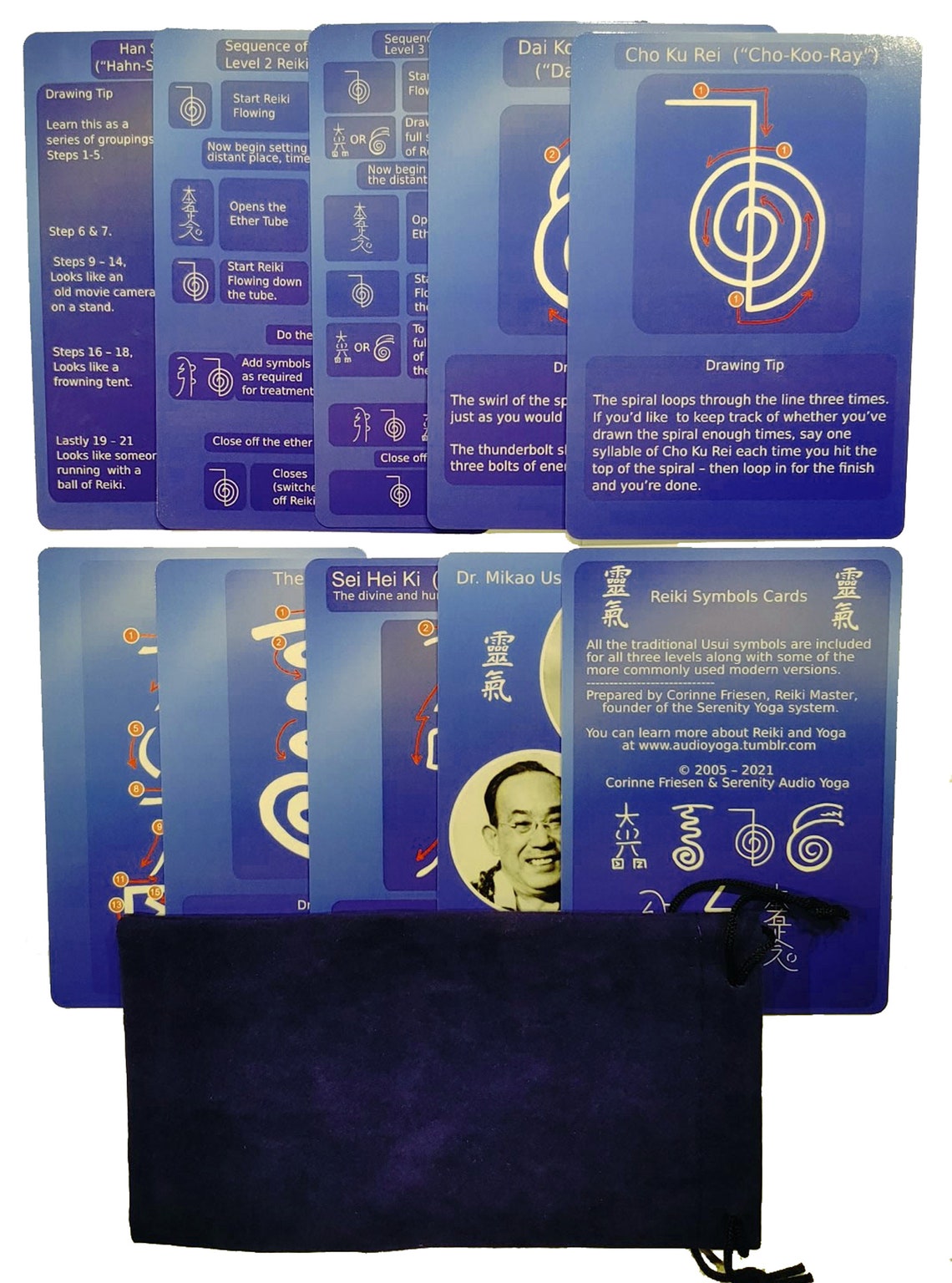 Reiki Symbols Cards and Founder Photo Set Deep Blue - Etsy