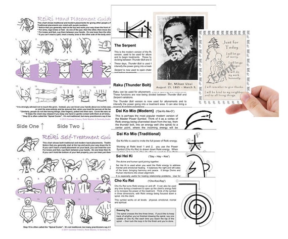 Reiki Set With Symbols Cards Hand Placement Chart | Etsy