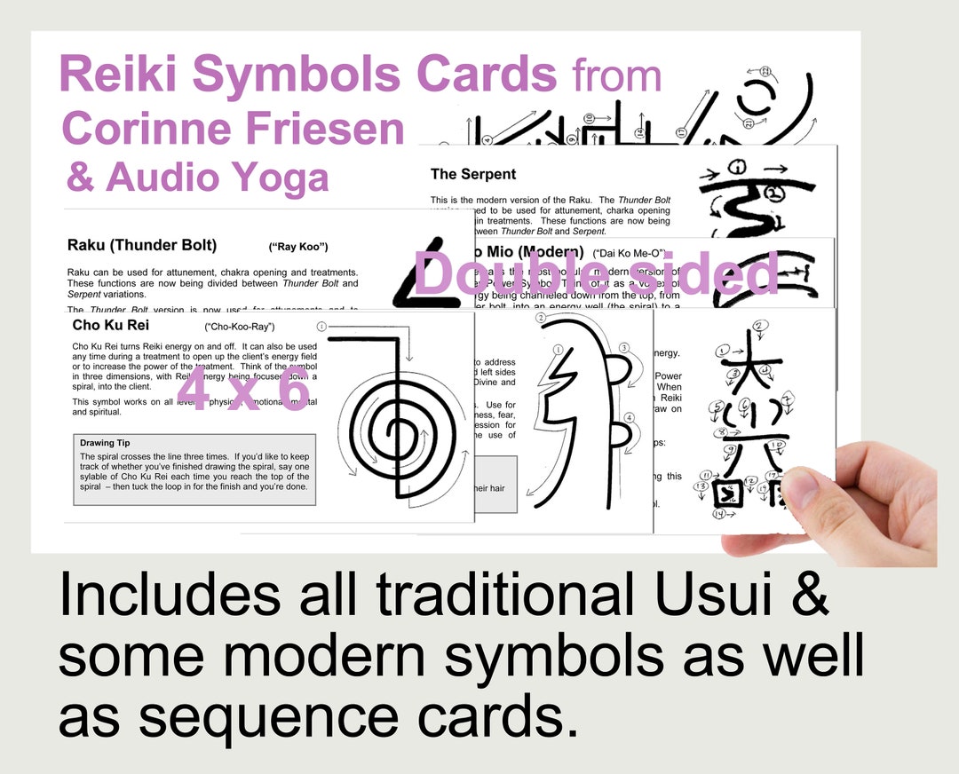 Reiki Symbols Cards 7 Card Set Usui Traditional & Some Modern, Plus ...
