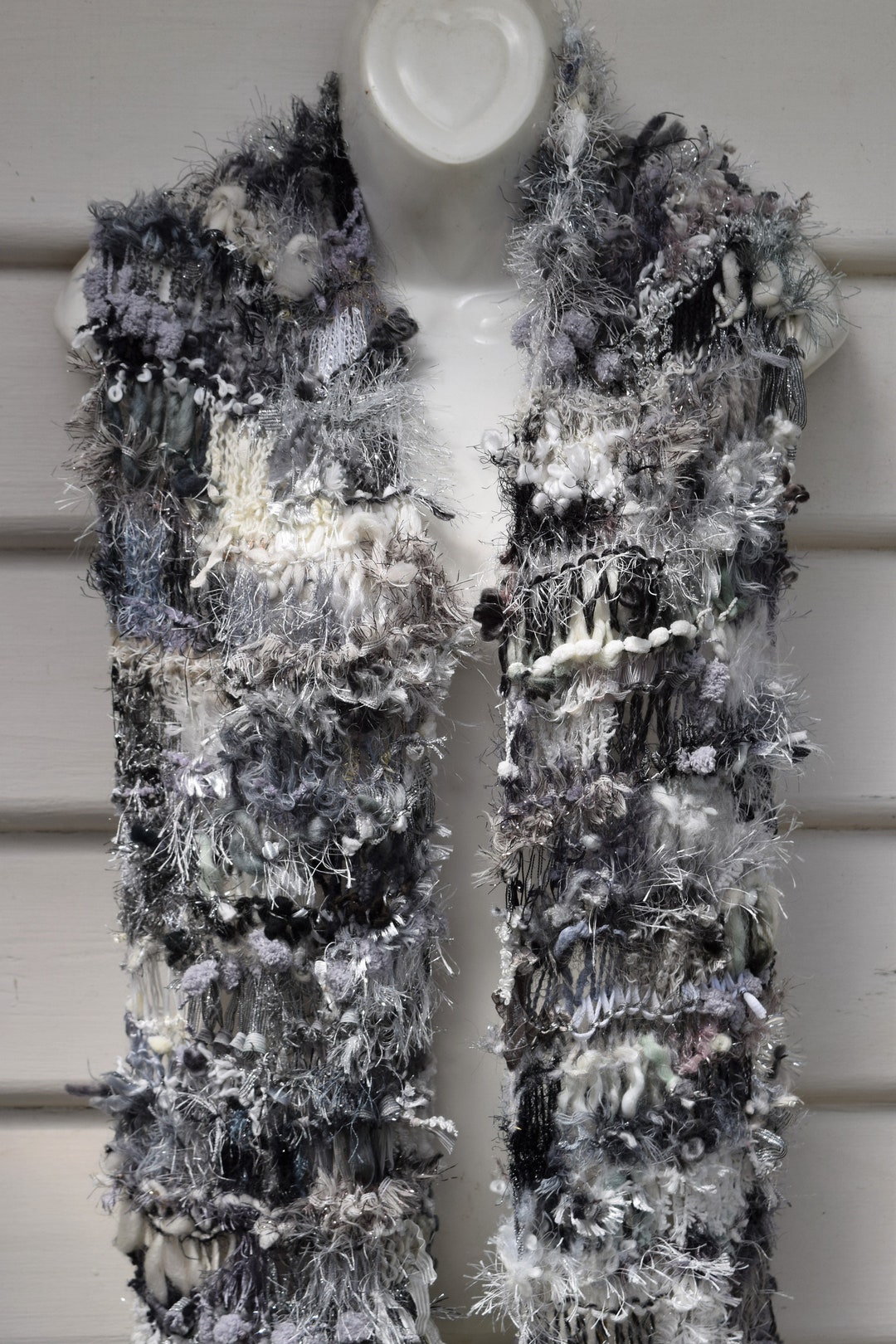 Scarf, Handknit Scarf, Drop Stitch Scarf, Boho, Scrappy, OOAK, Multi ...