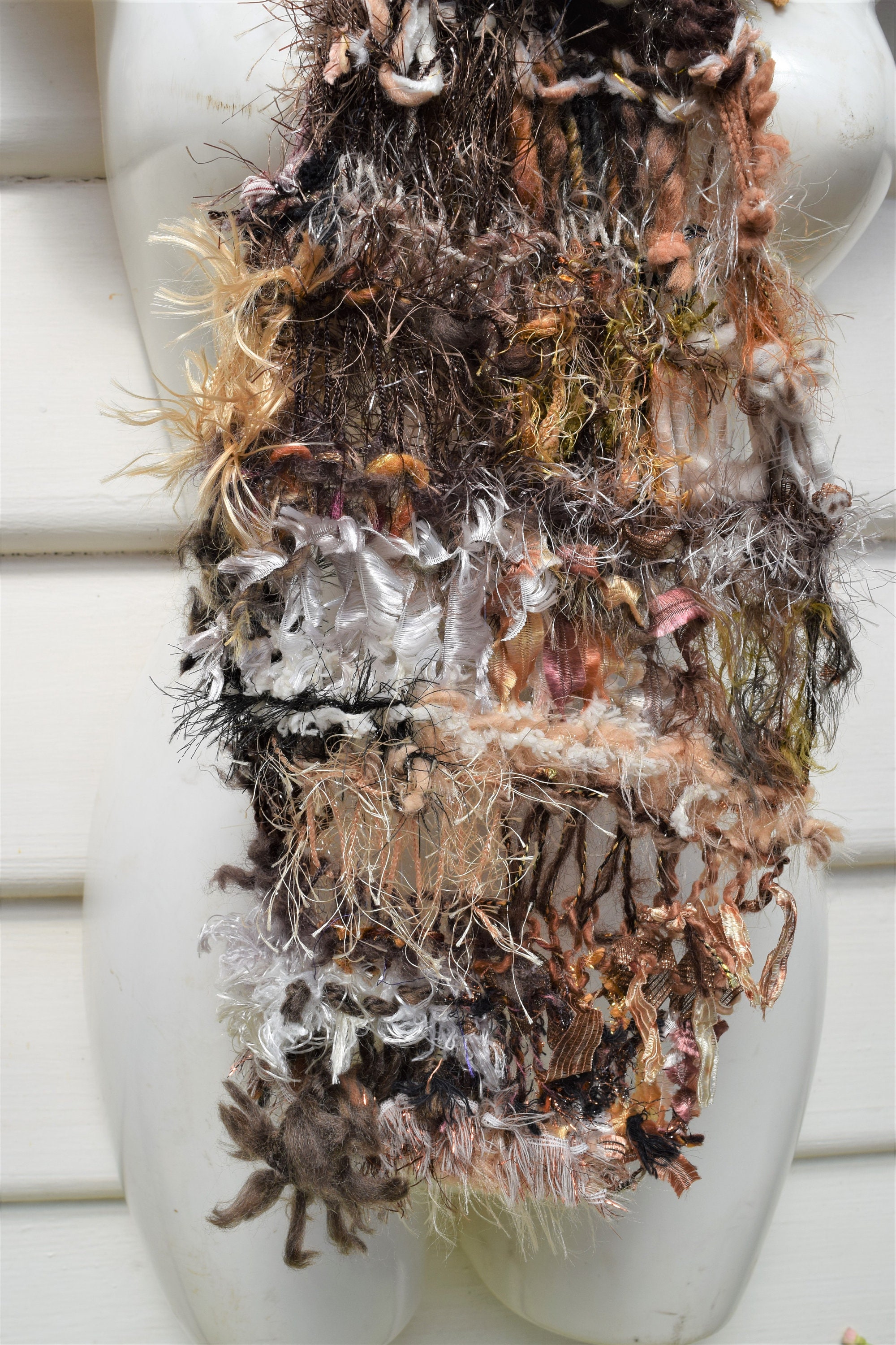 Scarf, Handknit Scarf, Drop Stitch Scarf, Boho, Scrappy, OOAK, Multi ...