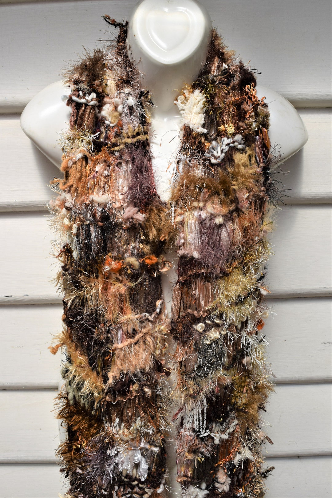 Scarf, Handknit Scarf, Drop Stitch Scarf, Boho, Scrappy, OOAK, Multi ...