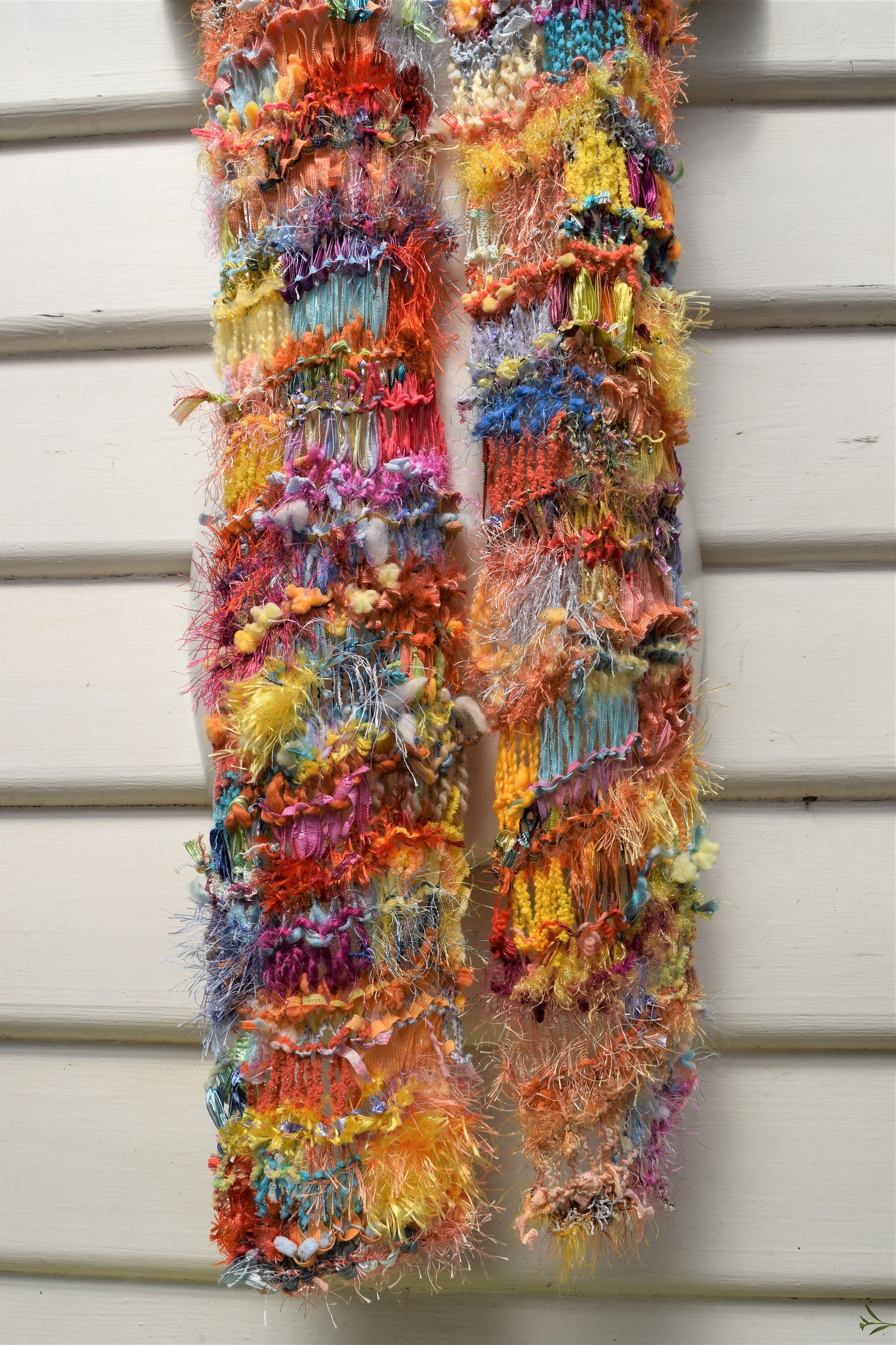 Scarf, Handknit Scarf, Drop Stitch Scarf, Boho, Scrappy, OOAK, Multi ...