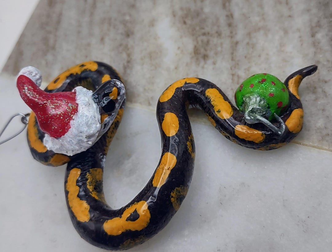 Ball Python Santa Ornament – Handsculpted & Hand-painted Snake ...