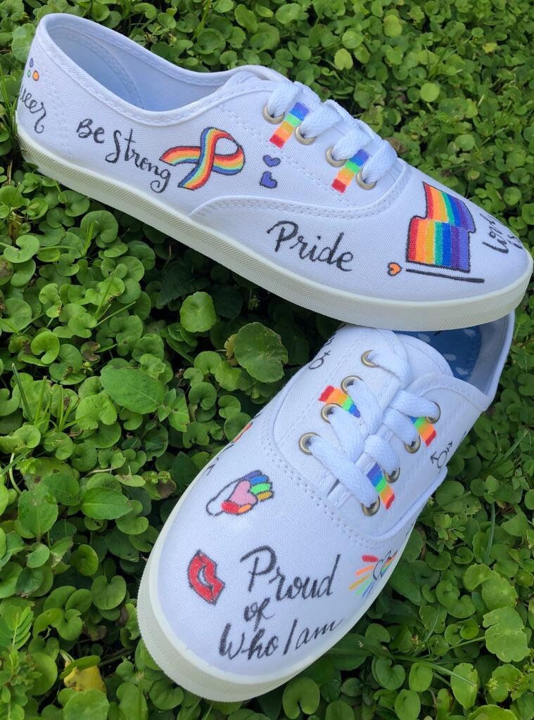 Rainbow Gay Pride Shoes LGBTQ Pride Sneakers With Rainbow - Etsy