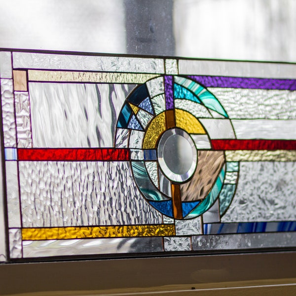 Stained Glass Panel Geometric - Etsy