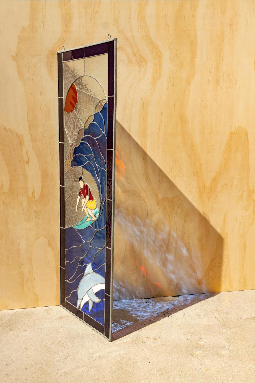 Surf's Up! Surfer California Tiffany Stained Glass Window Stain Panel ...