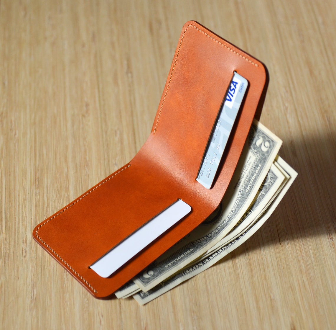 Leather Simple Wallet Minimal Leather Wallet Simple Wallet - Etsy