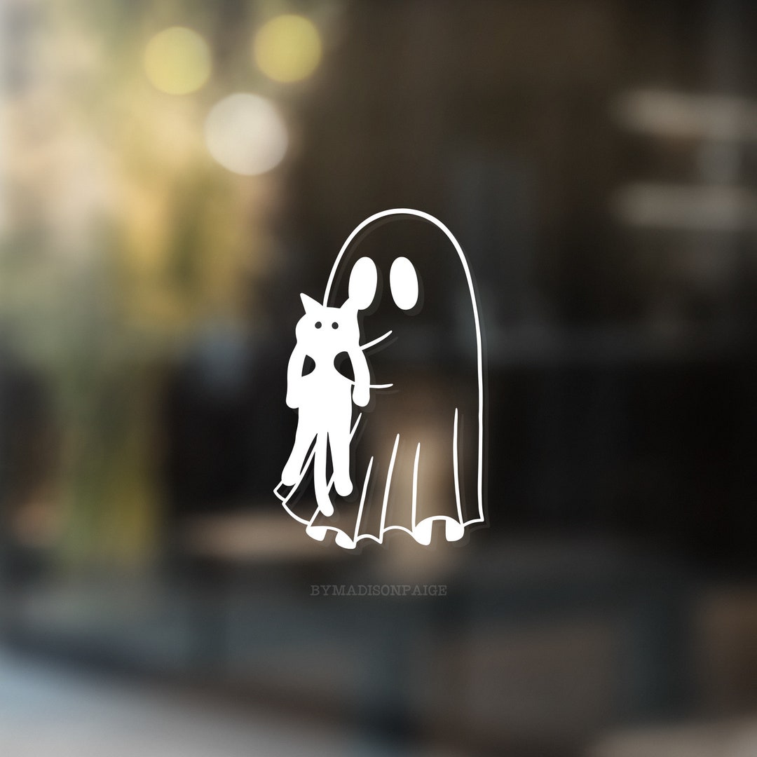 Cute Ghost With Cat Vinyl Decal Sticker Halloween Ghost Ghost Cat Cup ...