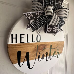 Winter Cold Snow Welcome Sign Door Hanger Wood Sign Welcome Front Door ...