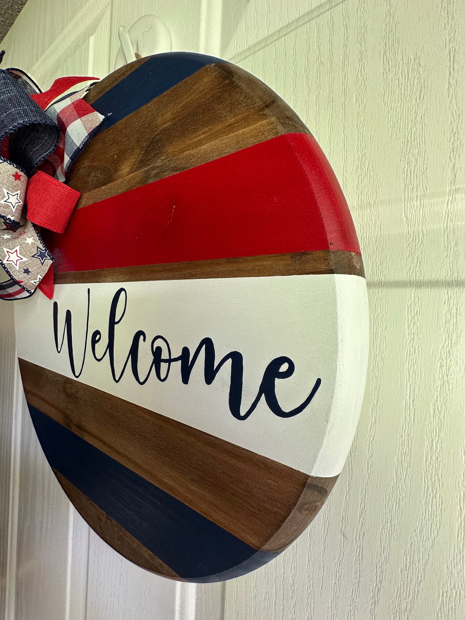Patriotic Welcome Sign Door Hanger Wood Sign Welcome - Etsy