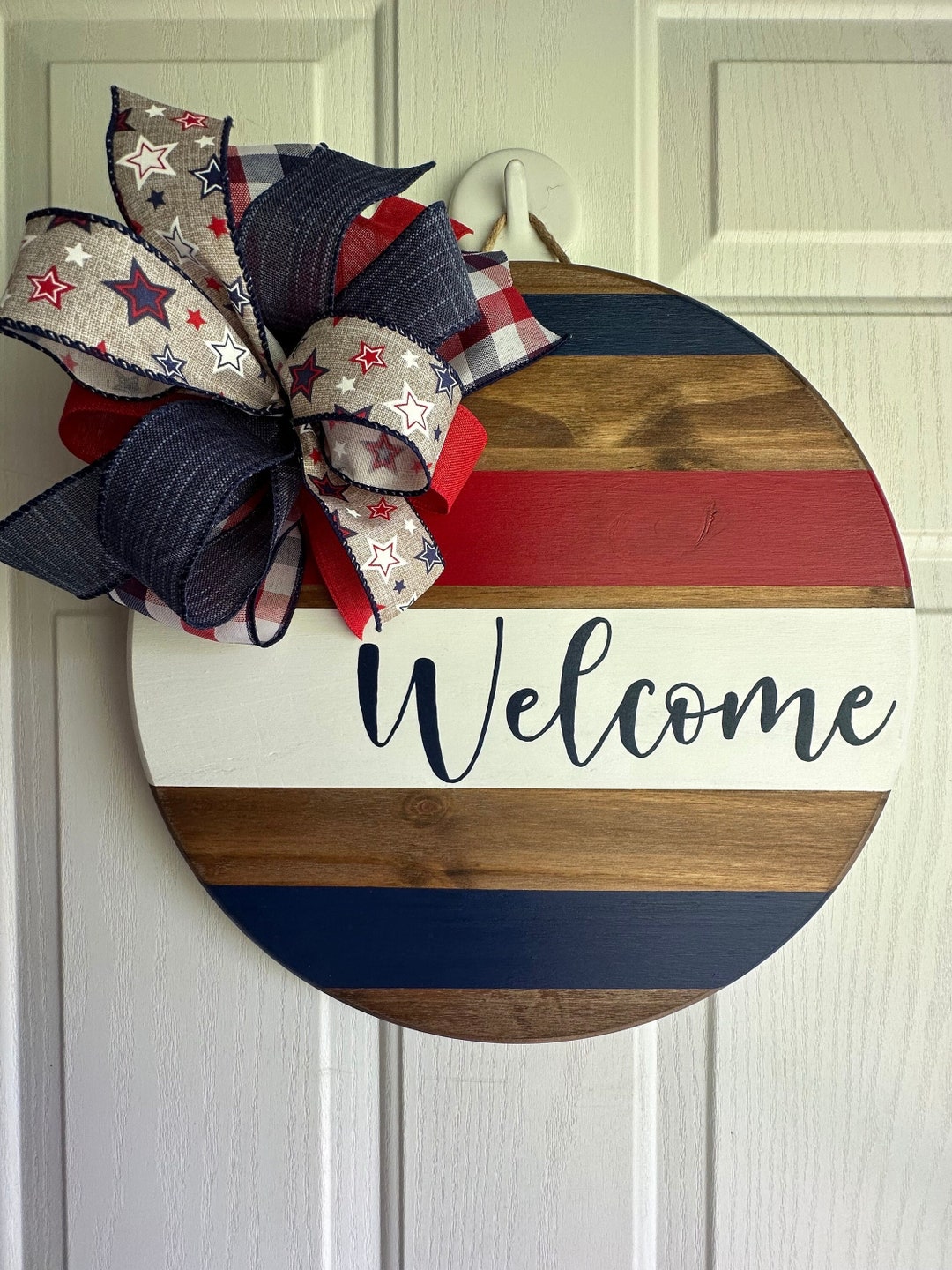 Patriotic | Welcome Sign | Door Hanger | Wood Sign | Welcome | Front ...