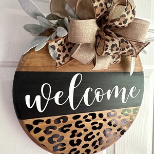 Welcome Sign | Leopard Print | Door Hanger | Wood Sign | Front Door ...