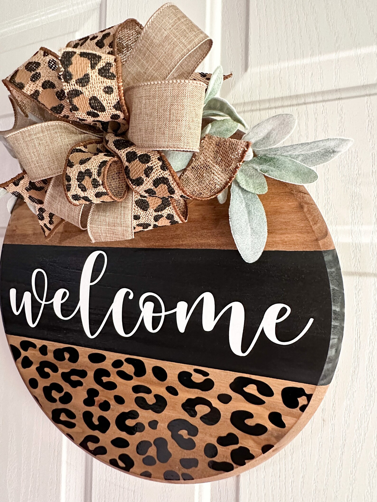 Welcome Sign | Leopard Print | Door Hanger | Wood Sign | Front Door ...