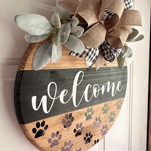 Paw Print Welcome Sign | Dog Lover Front Door Decor - Etsy